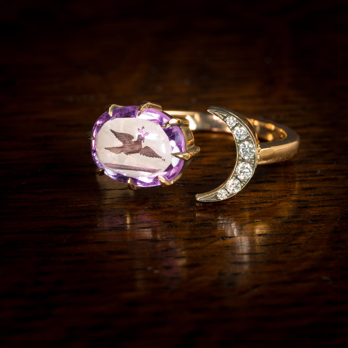 Peaceful Dove Moon ring – Seal & Scribe